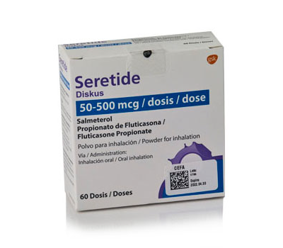 SERETIDE DISKUS INHALADOR 500/50 MCG 60 DOSIS